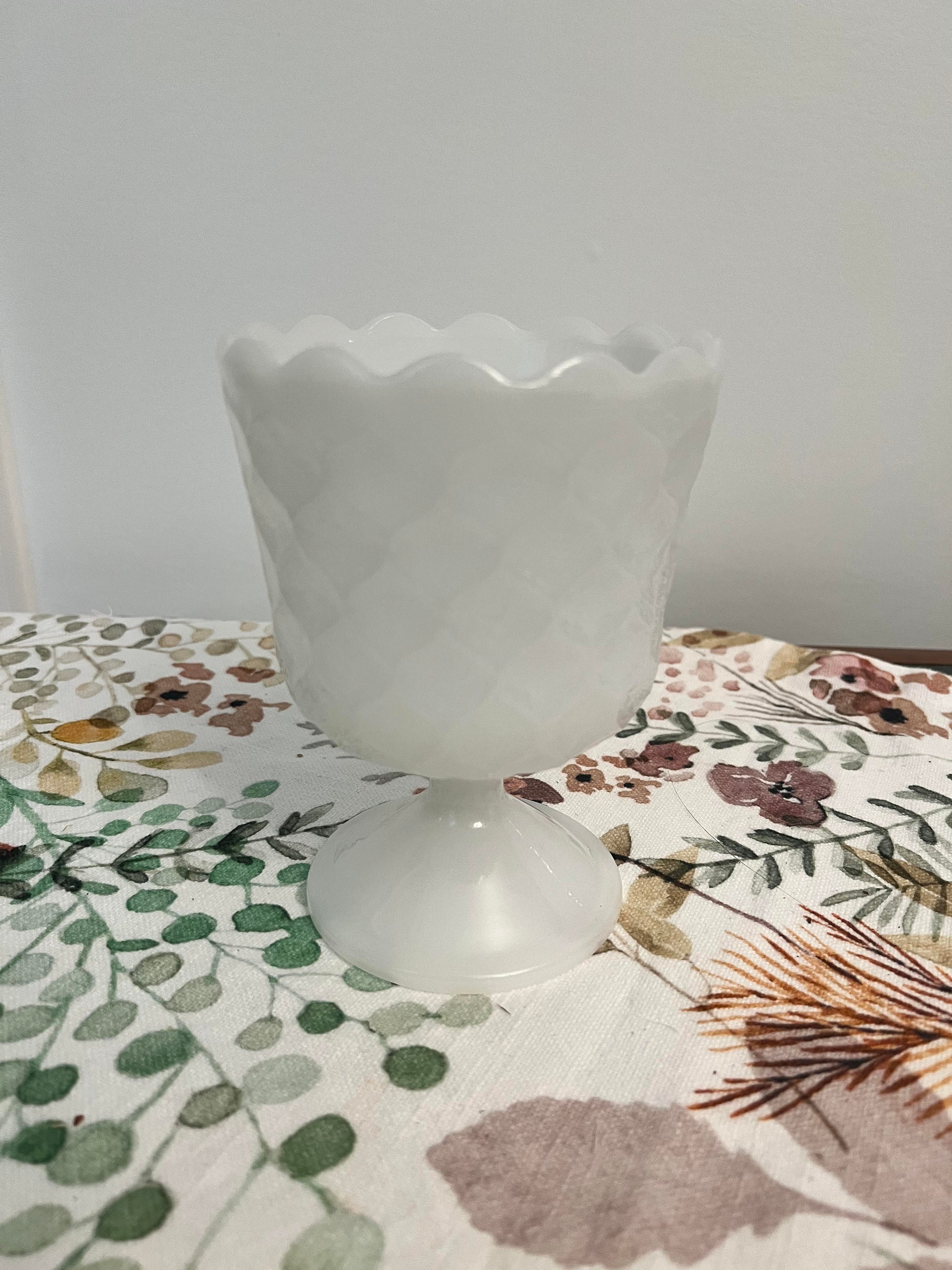 Scalloped Scale Pattern Milk Glass Compote Bowl Vintage - Etsy