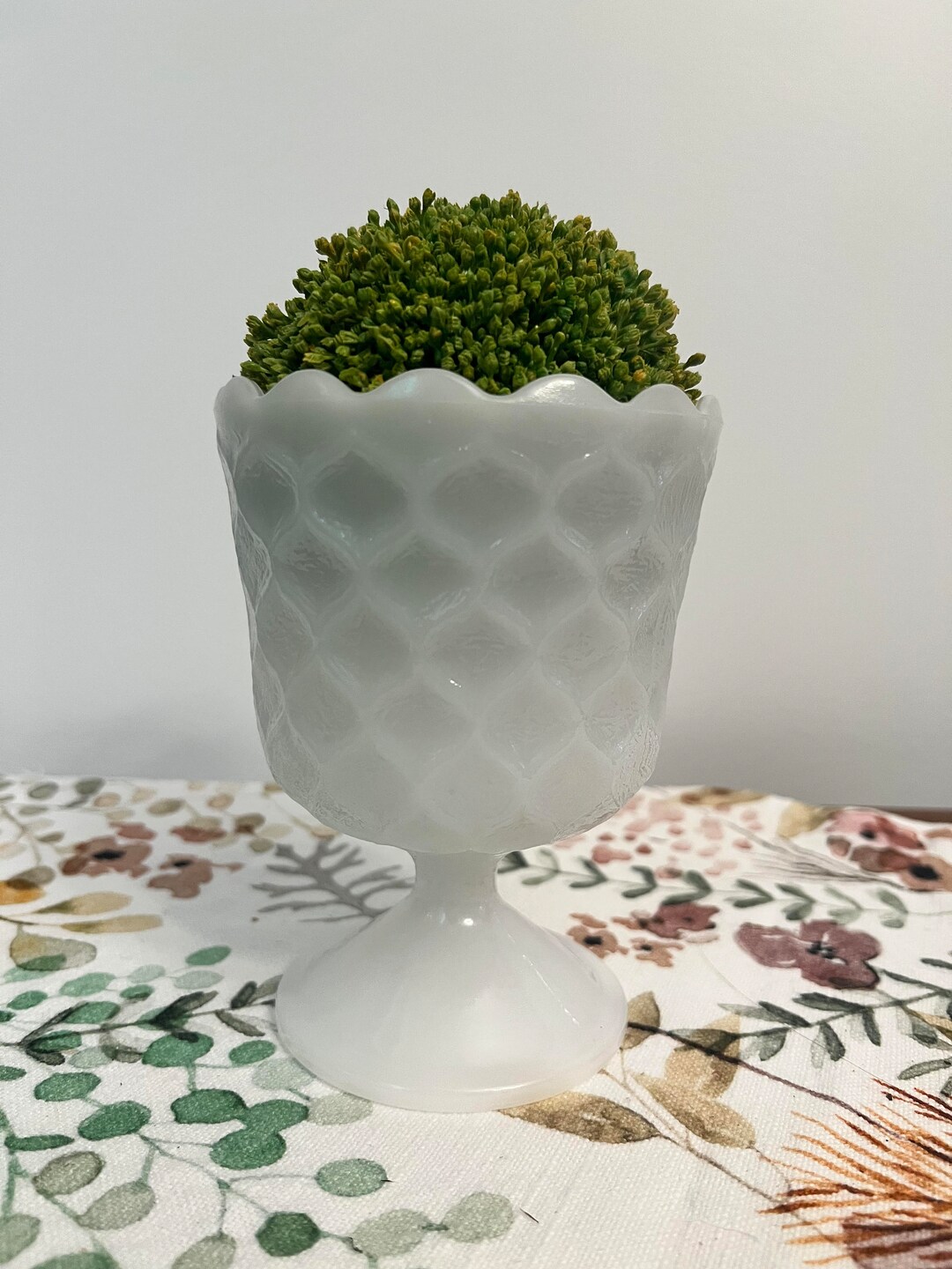 Scalloped Scale Pattern Milk Glass Compote Bowl Vintage - Etsy