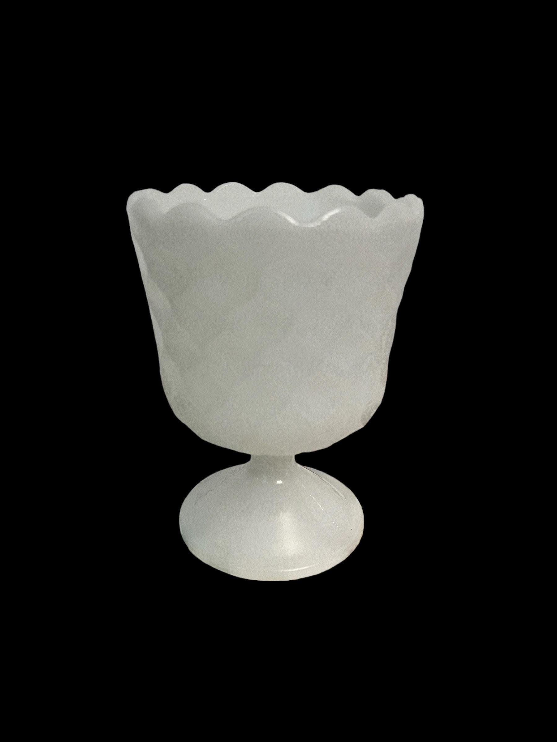 Scalloped Scale Pattern Milk Glass Compote Bowl Vintage - Etsy