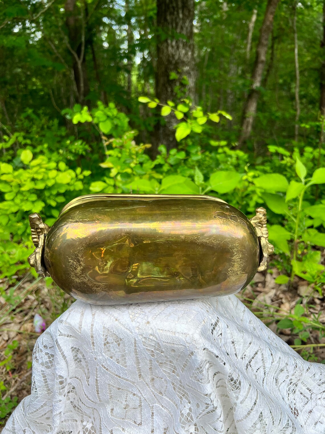 Antique Brass Flower Pot - Handmade With Copper Studs - Etsy