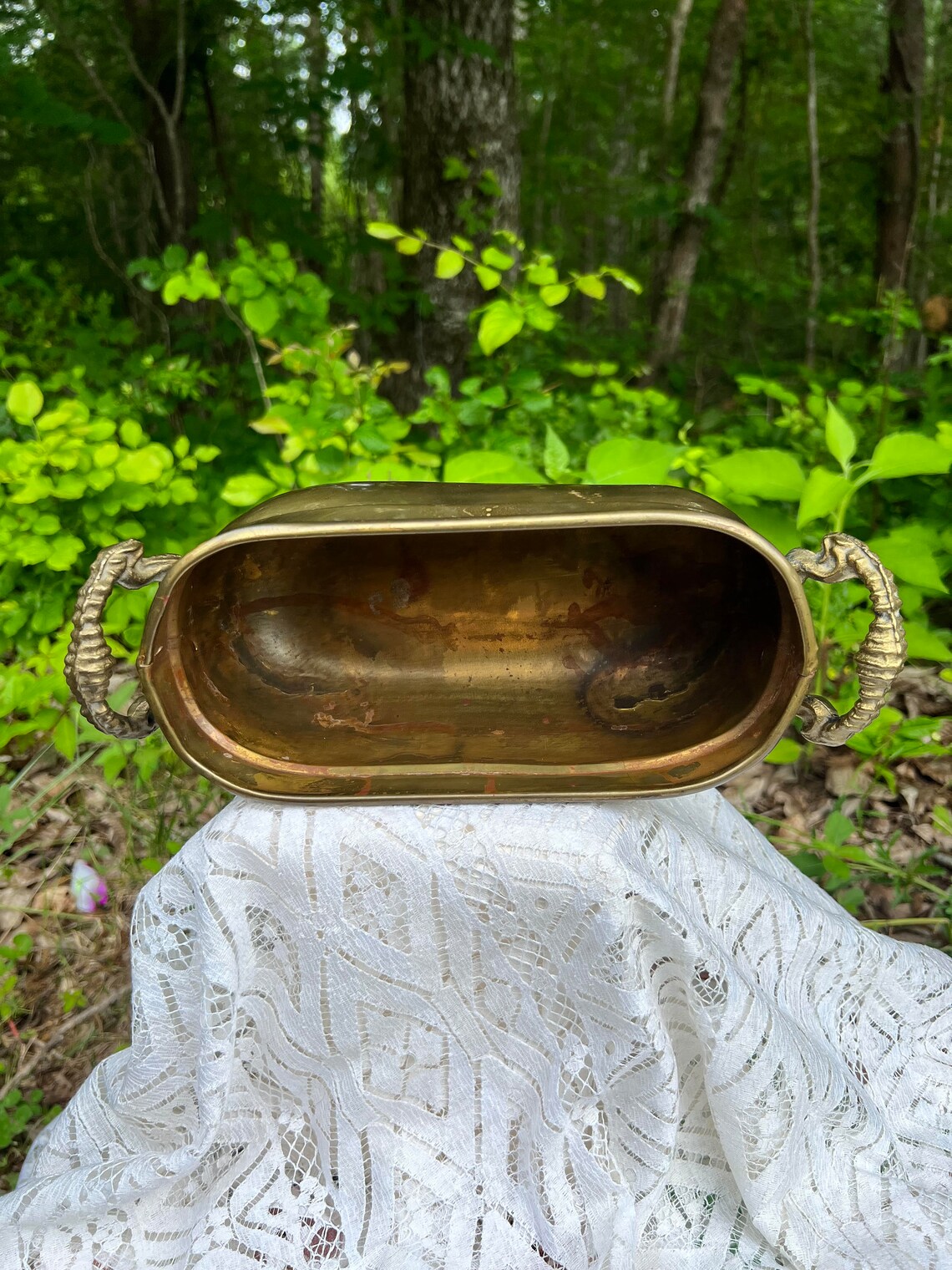Antique Brass Flower Pot - Handmade With Copper Studs - Etsy