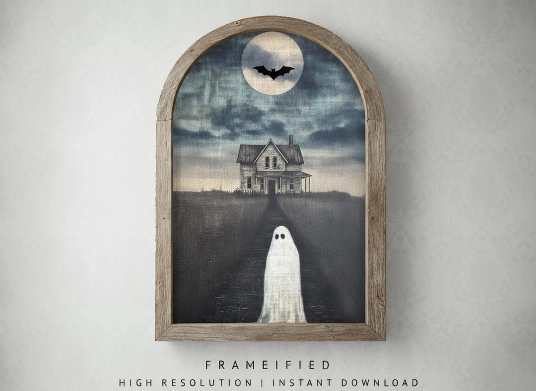 Farmhouse Ghost Wall Art Printable - Spooky Vintage Halloween Farm ...