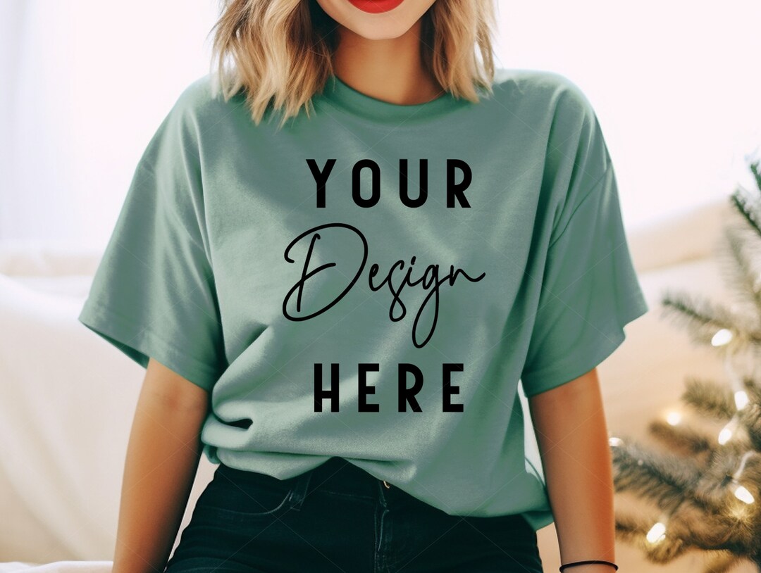 Light Green Comfort Colors Mockup, Christmas Tshirt Mockup, Christmas ...