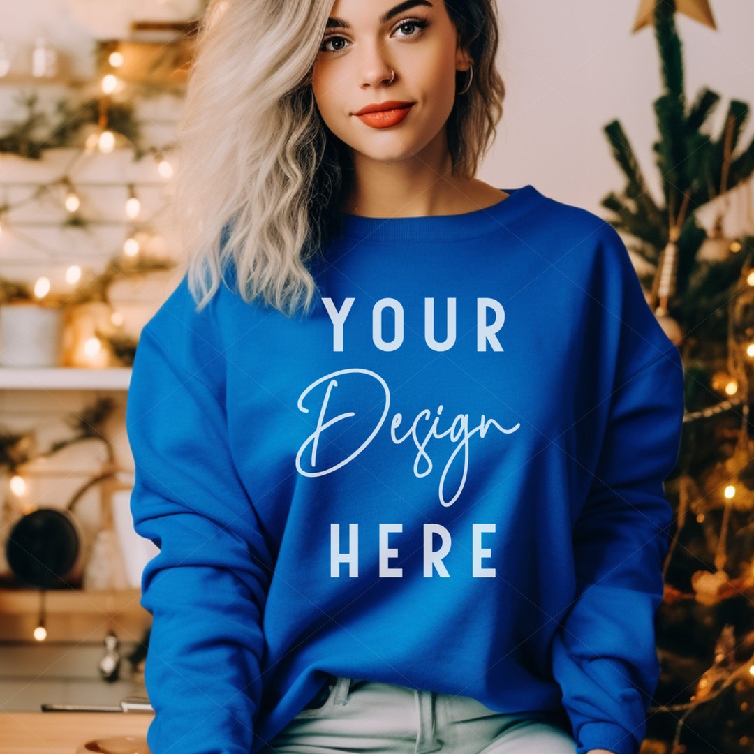 Royal Blue Sweatshirt Mockup Royal Blue Gildan 18000 Mockup, Blue ...