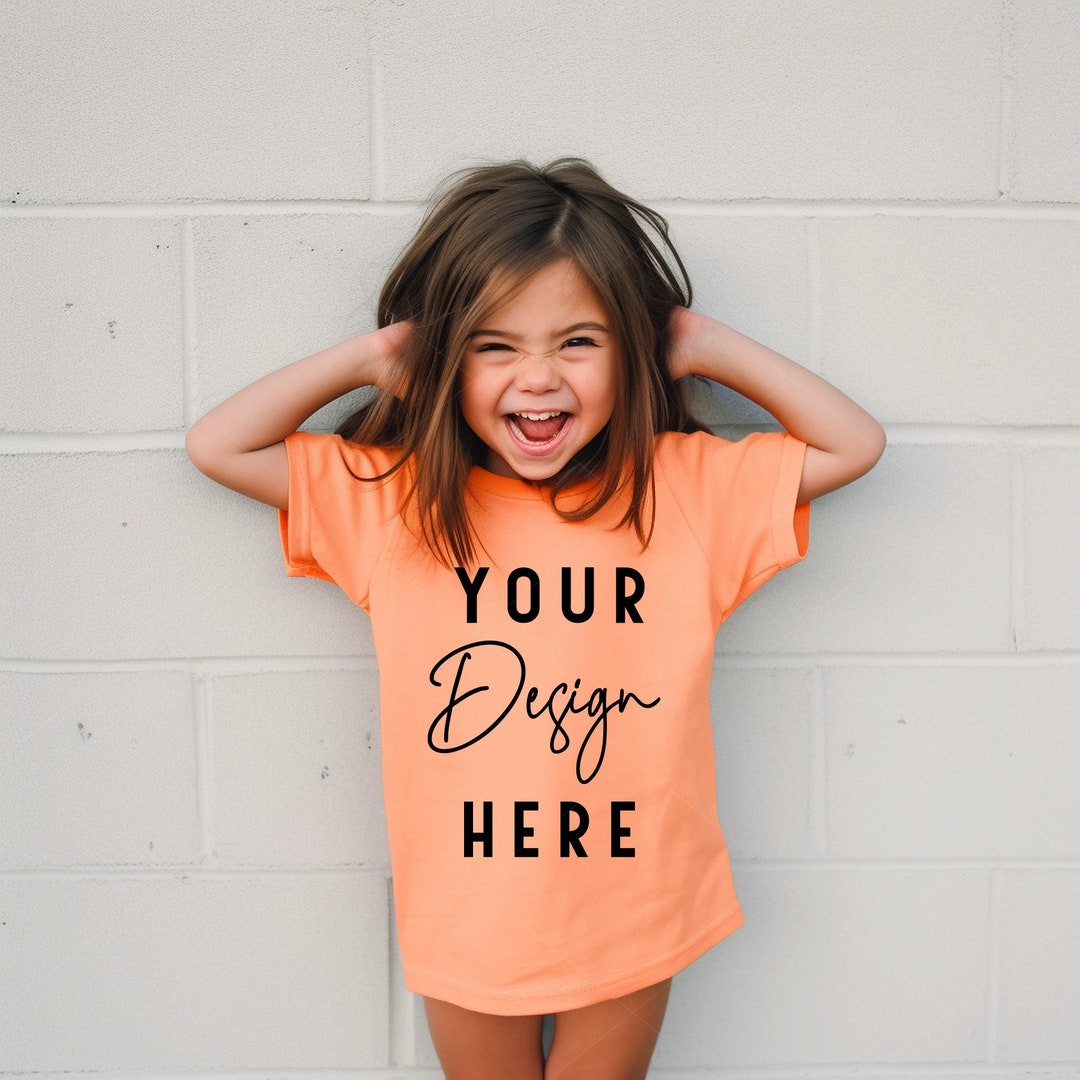 Melon Kids Tshirt Mockup, Melon Comfort Colors T-shirt Mockup, Boho Orange Youth Model Mock Up ...