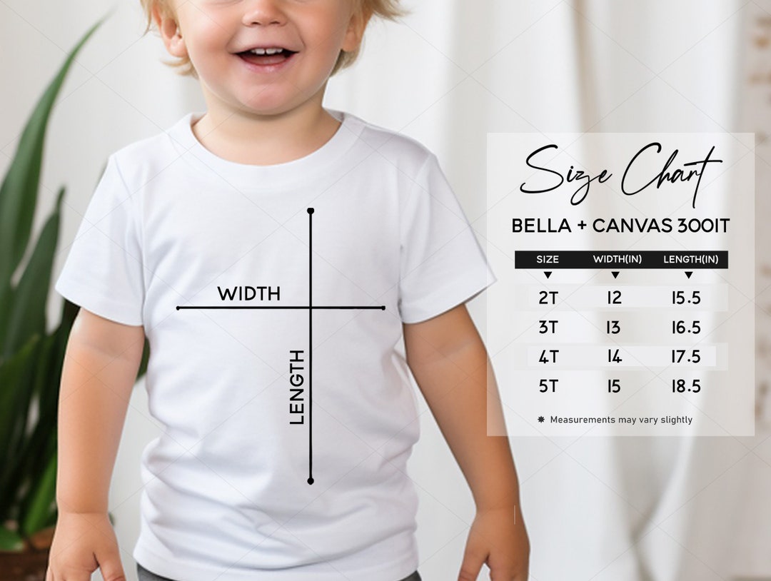 Bella Canvas 3001T Size Chart, Toddler Shirt Size Chart, Kids Tshirt ...