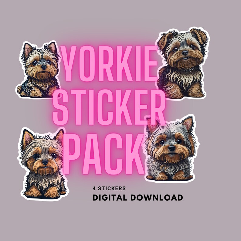 Yorkie Cute Printable Stickers PNG Yorkie PDF Dog Stickers for - Etsy