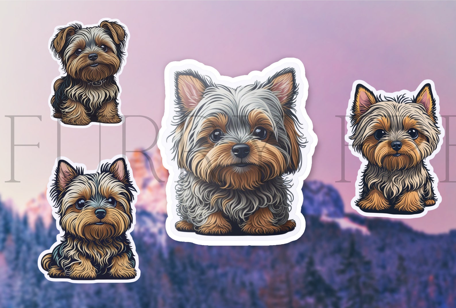 Yorkie Cute Printable Stickers PNG Yorkie PDF Dog Stickers for - Etsy
