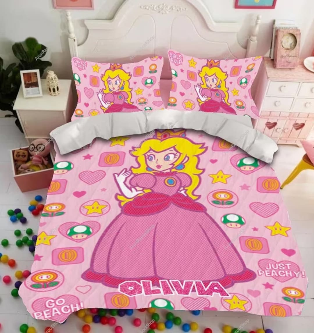 Personalized Princess Peach Mario Bedding Set Its Peach - Etsy UK