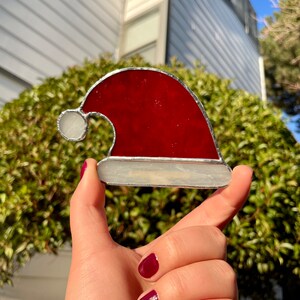 Handmade Stained Glass Festive Santa Claus Hat Christmas Holiday ...