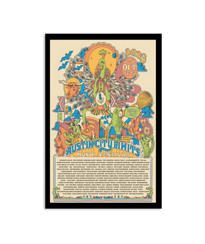 ACL Music Festival Oct 6-8 & 13-15 2023 Austin Poster sold by Sheltered ...