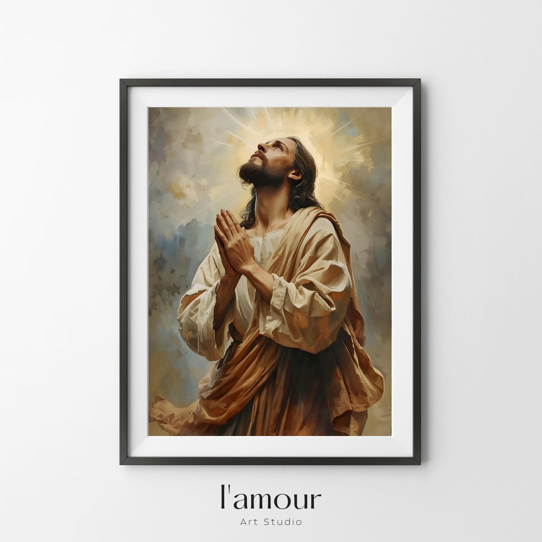 Jesus Praying Christian Wall Art Digital Download Printable | Religious ...