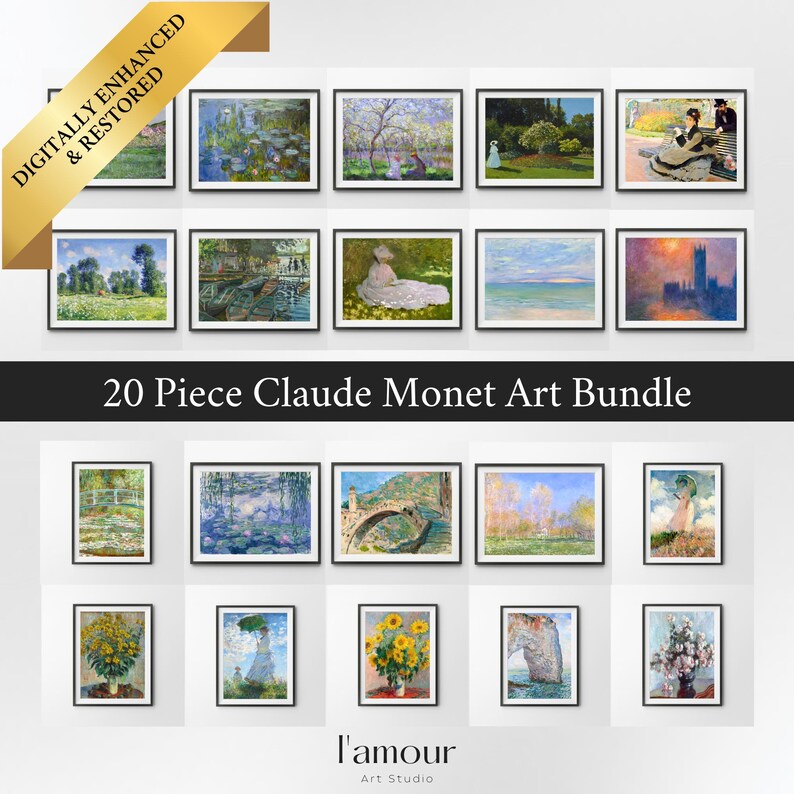 Claude Monet Wall Art Bundle 20 Pieces | High Resolution Instant ...