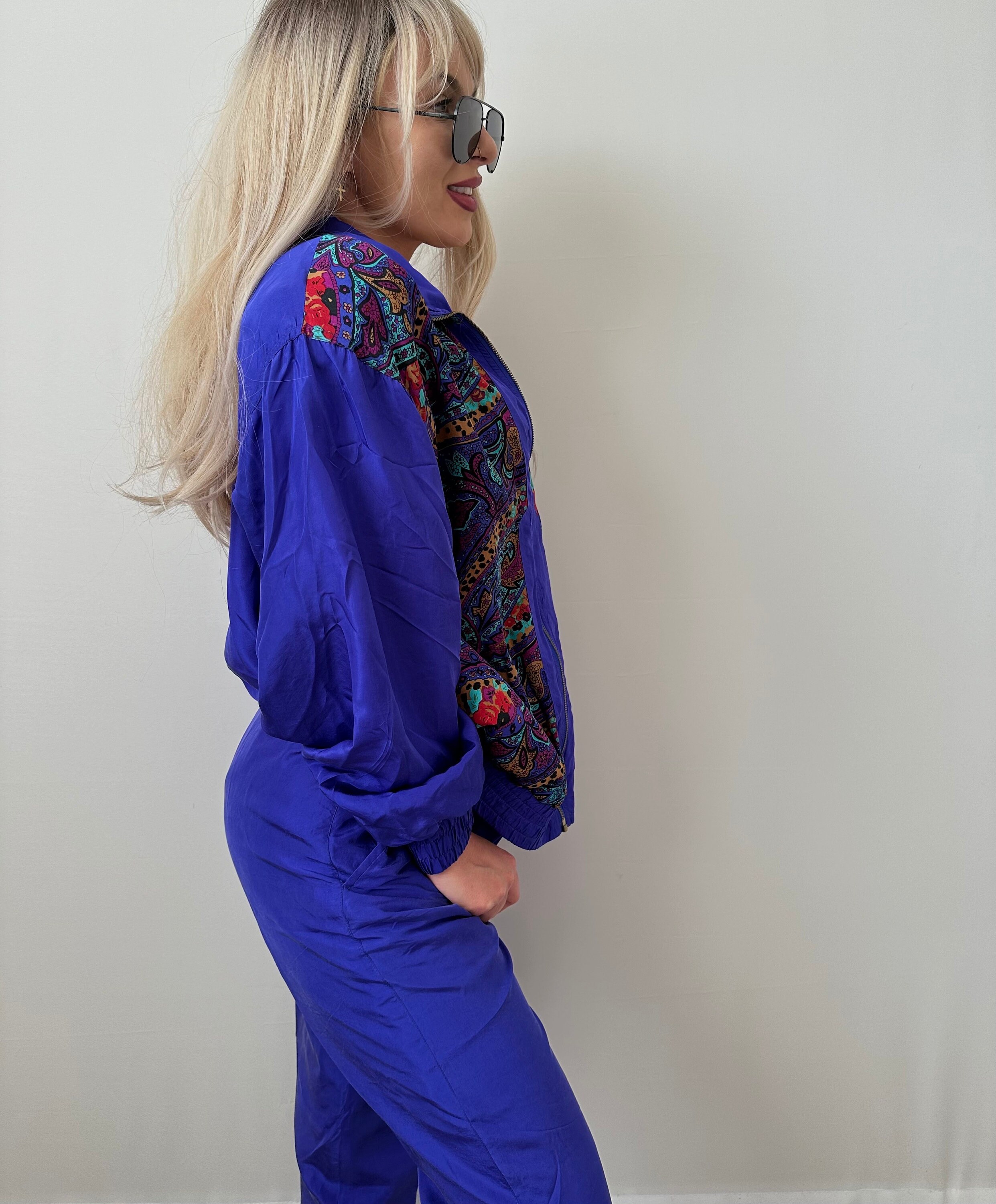 Vintage Silk Tracksuit Two Piece Coord Set 90s Abstract Bomber ...