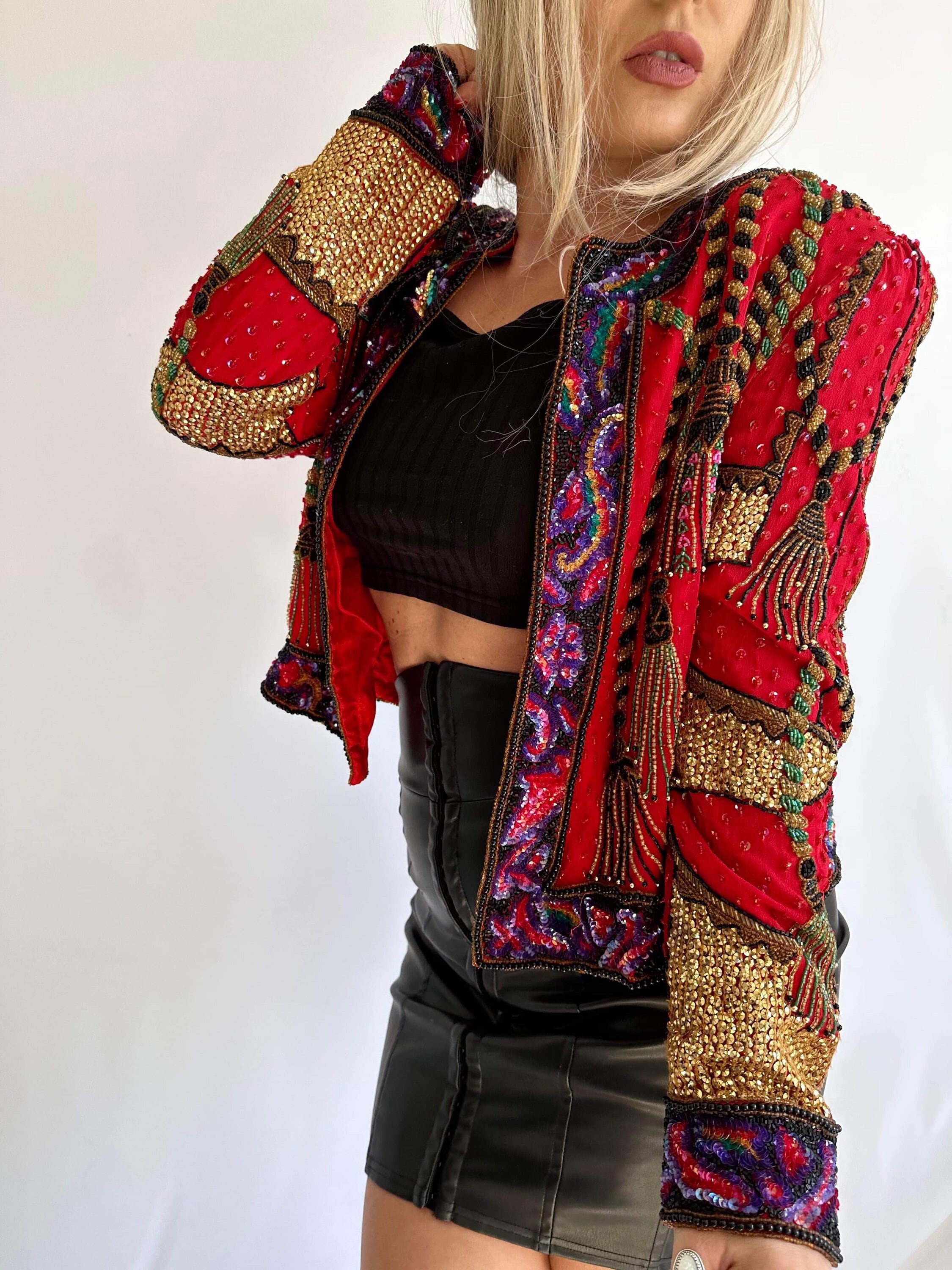 Vintage Embellished Boho Bohemian Silk Jacket - Etsy