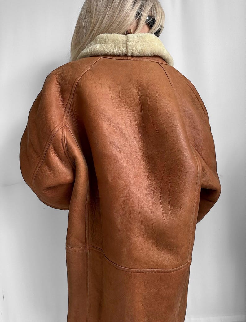 Vintage Rancher Shearling Coat – Real Sheepskin & Wool, Long Button-up ...