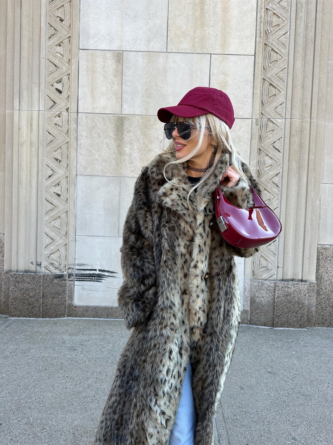 Vintage Fur Coat Faux Fur Full Length Long Cheetah Animal Print Leopard ...