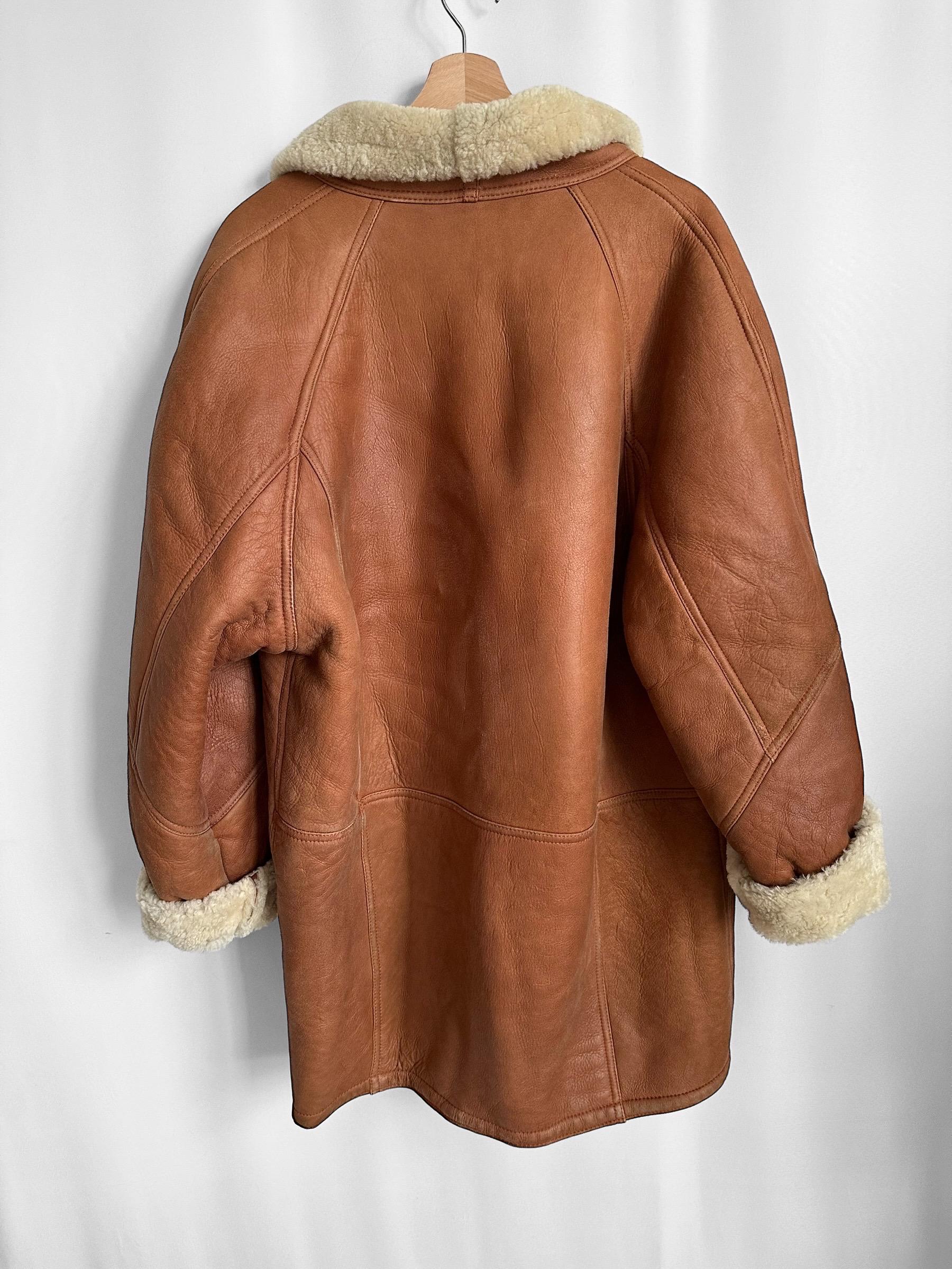Vintage Rancher Shearling Coat – Real Sheepskin & Wool, Long Button-up ...