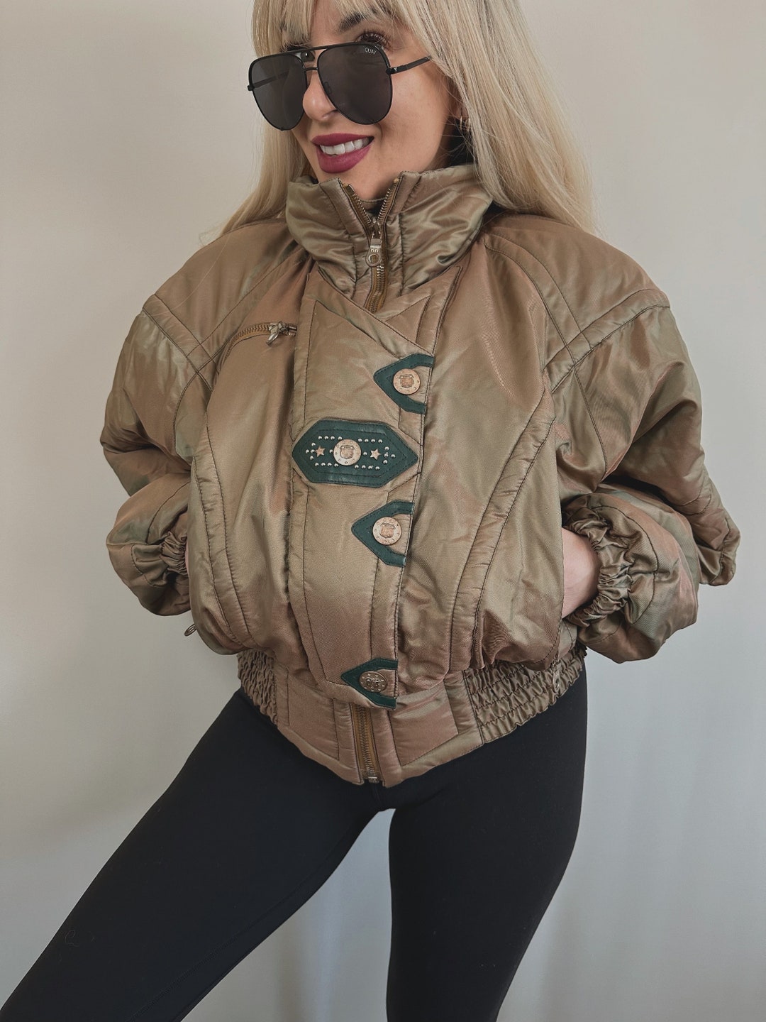 Vintage Bomber Jacket Ski Neon Puffer 90s Coat - Etsy