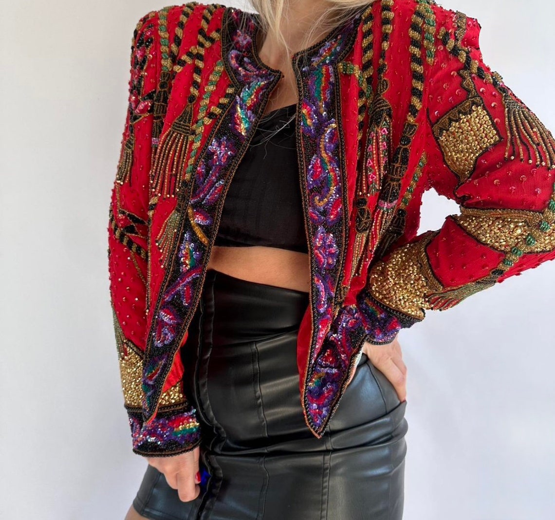 Vintage Embellished Boho Bohemian Silk Jacket - Etsy