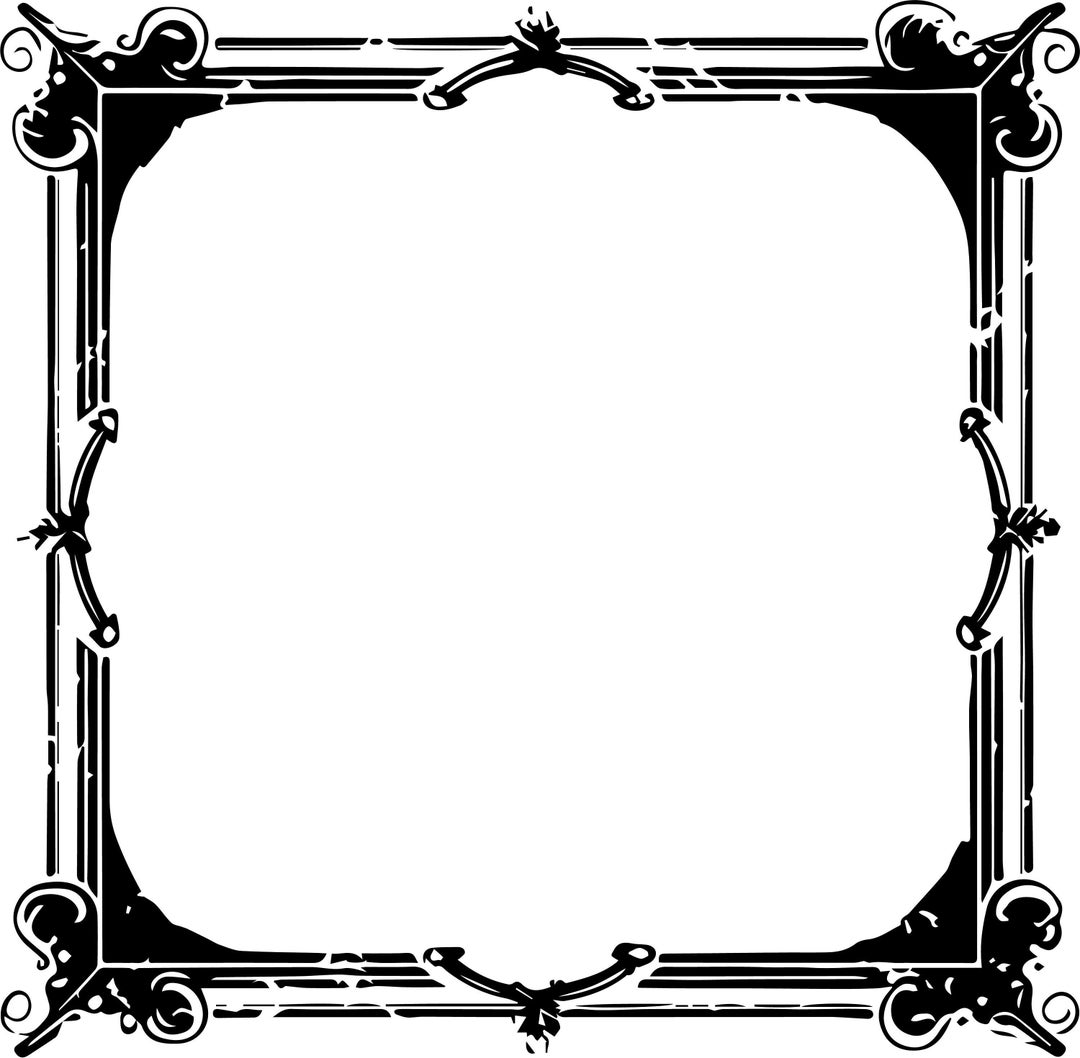 Western Baroque Frame / Stamp Line Art SVG Vector - Etsy