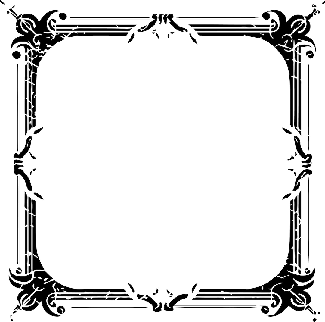 Western Baroque Frame / Stamp Line Art SVG Vector - Etsy