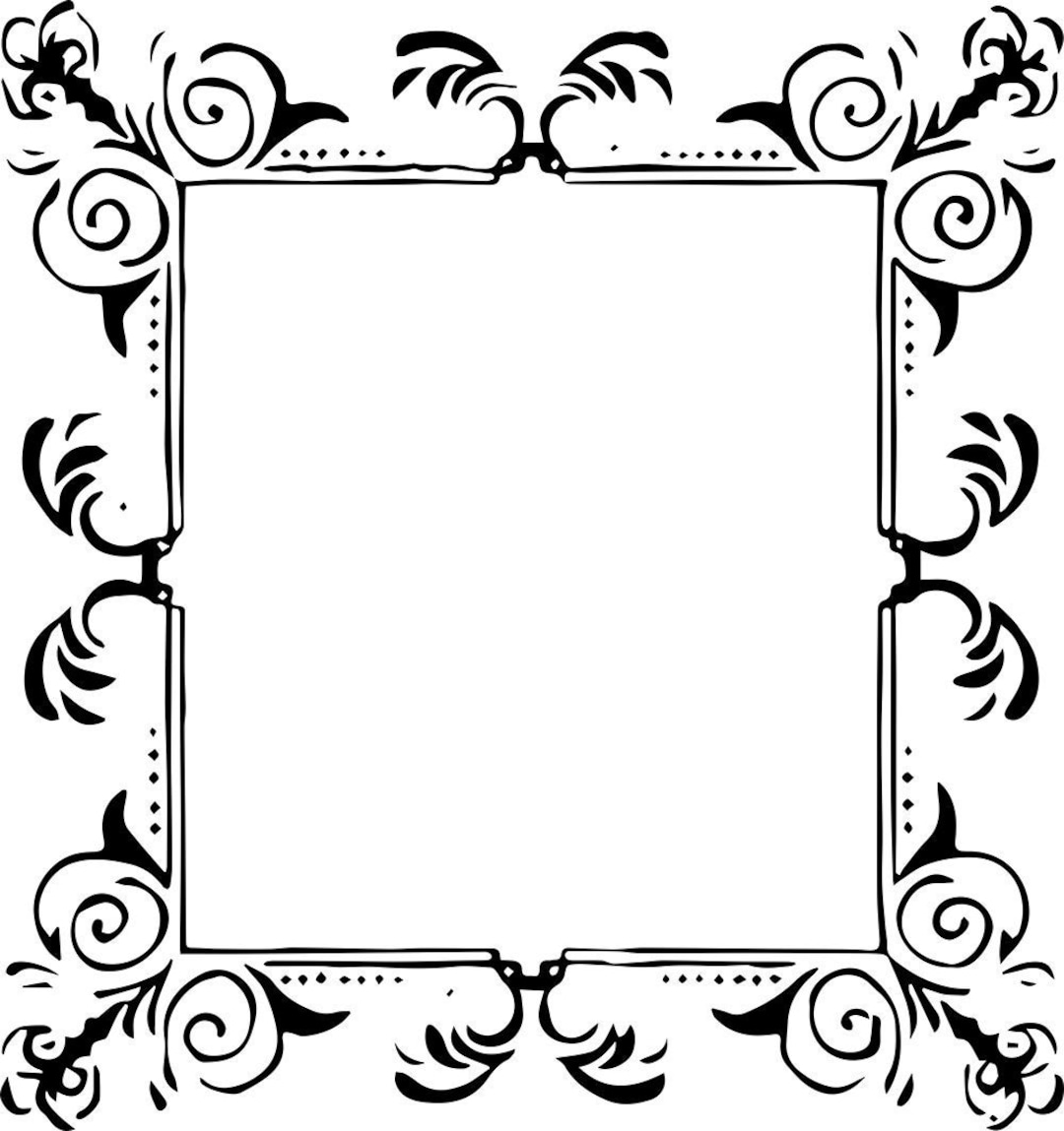 Western Baroque Line Drawing Frame Art SVG Vector - Etsy