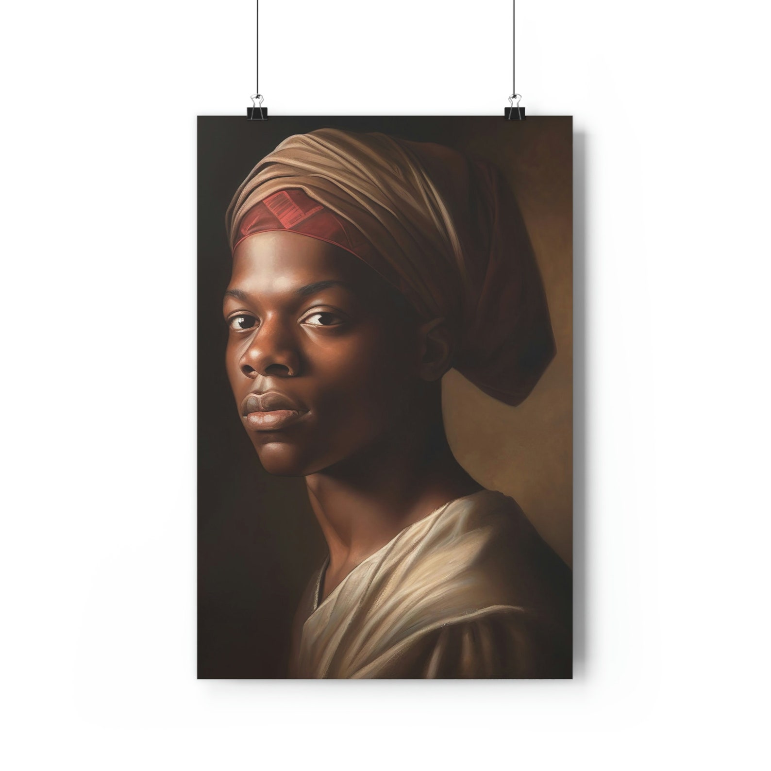 Rembrandt-style Painting Poster Print, Young African Boy in 1700s, Fine ...