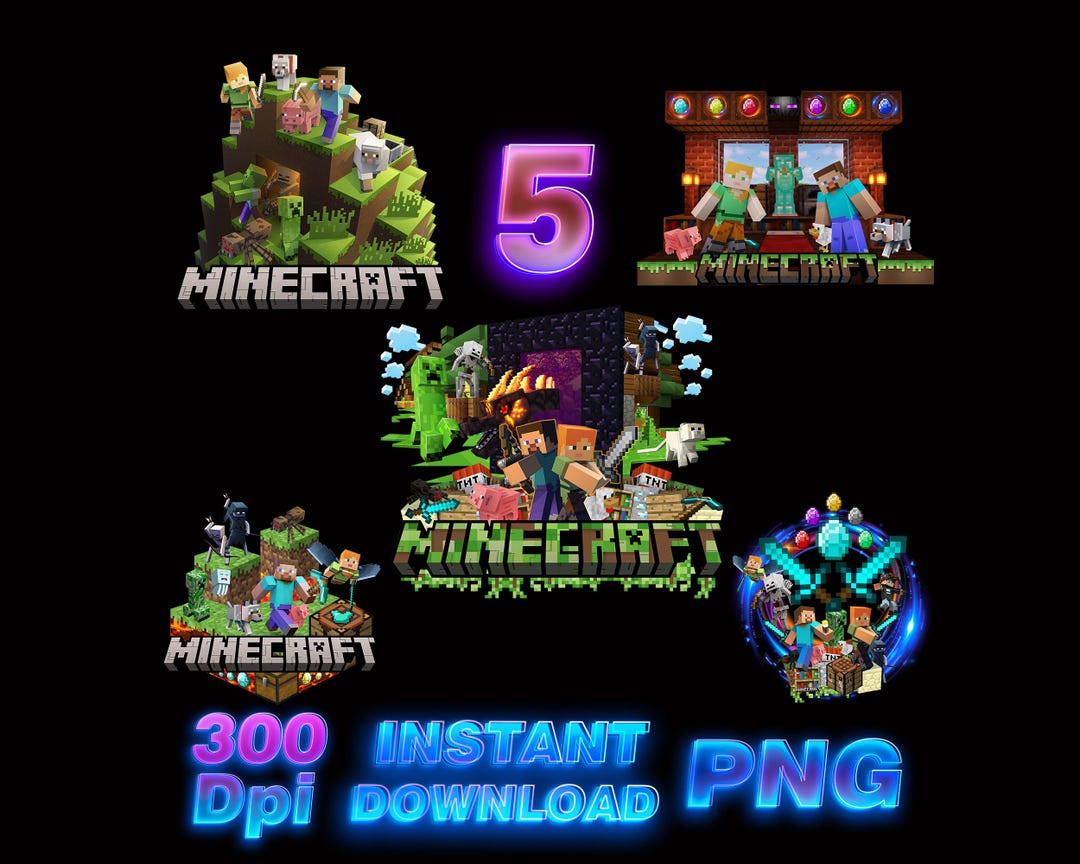 Minecraft Bundle 5 PNG, Minecraft Clipart Png, Minecraft PNG, Tumbler ...