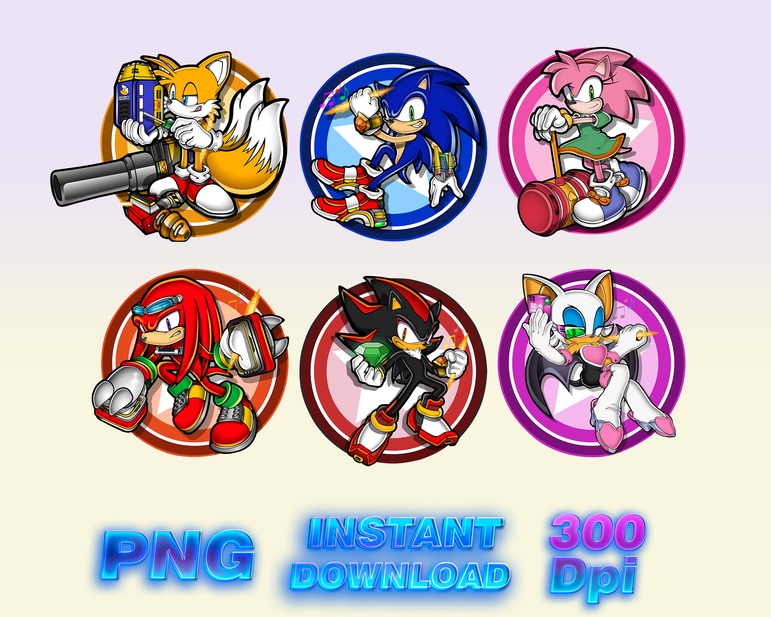 Sonic Hedgehog Bundle: PNG Cricut Pin Sticker Images (digital Download ...
