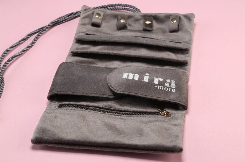 Elegant Grey Velvet Jewelry Storage Bag Multi-compartment Pouch With ...