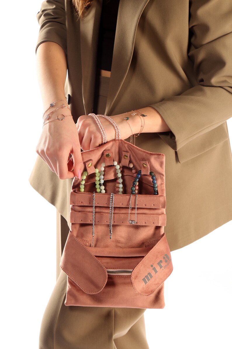 Elegant Grey Velvet Jewelry Storage Bag Multi-compartment Pouch With ...