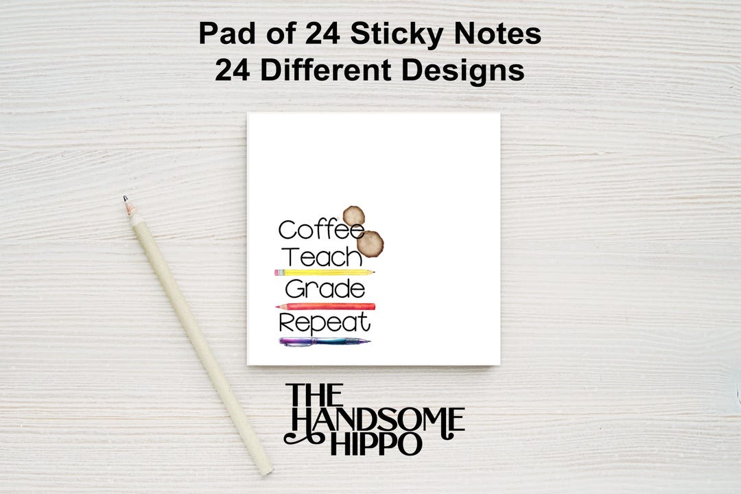 Teacher Sticky Notes: 24 Unique Designs, Teacher Appreciation Gift - Etsy
