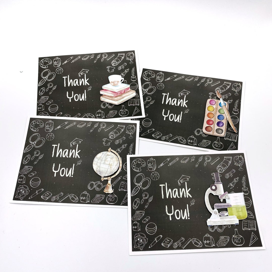 Handmade Teacher Thank You Notes: School Theme Card Set - Etsy