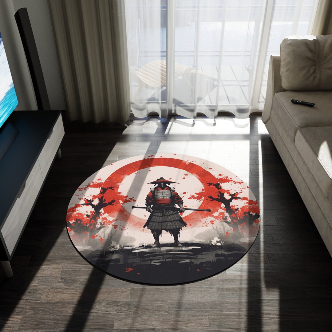 Round Samurai Rug Japanese Circle Rug Living Room Rug - Etsy