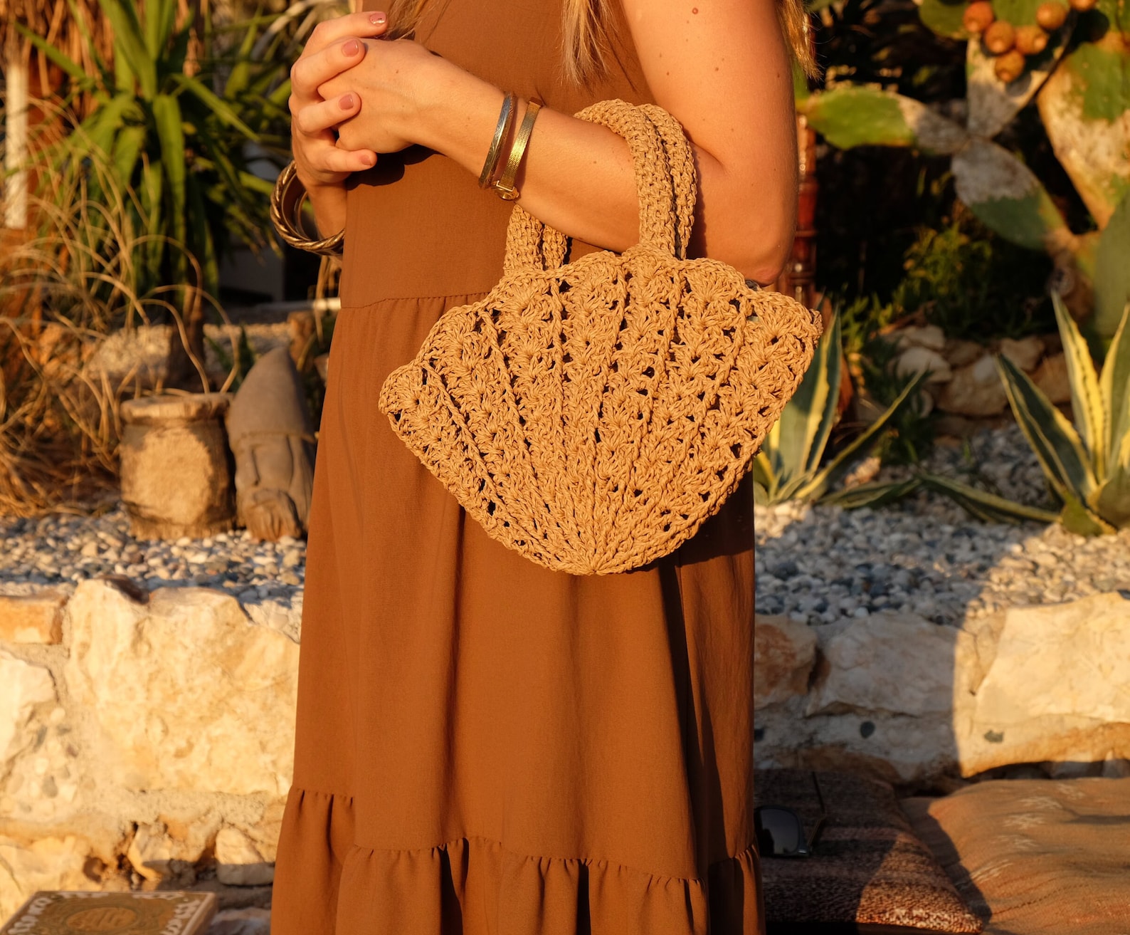 Crochet Raffia Shell Bag, Raffia Clutch Bag, Knitted Clutch Bag, Oyster ...