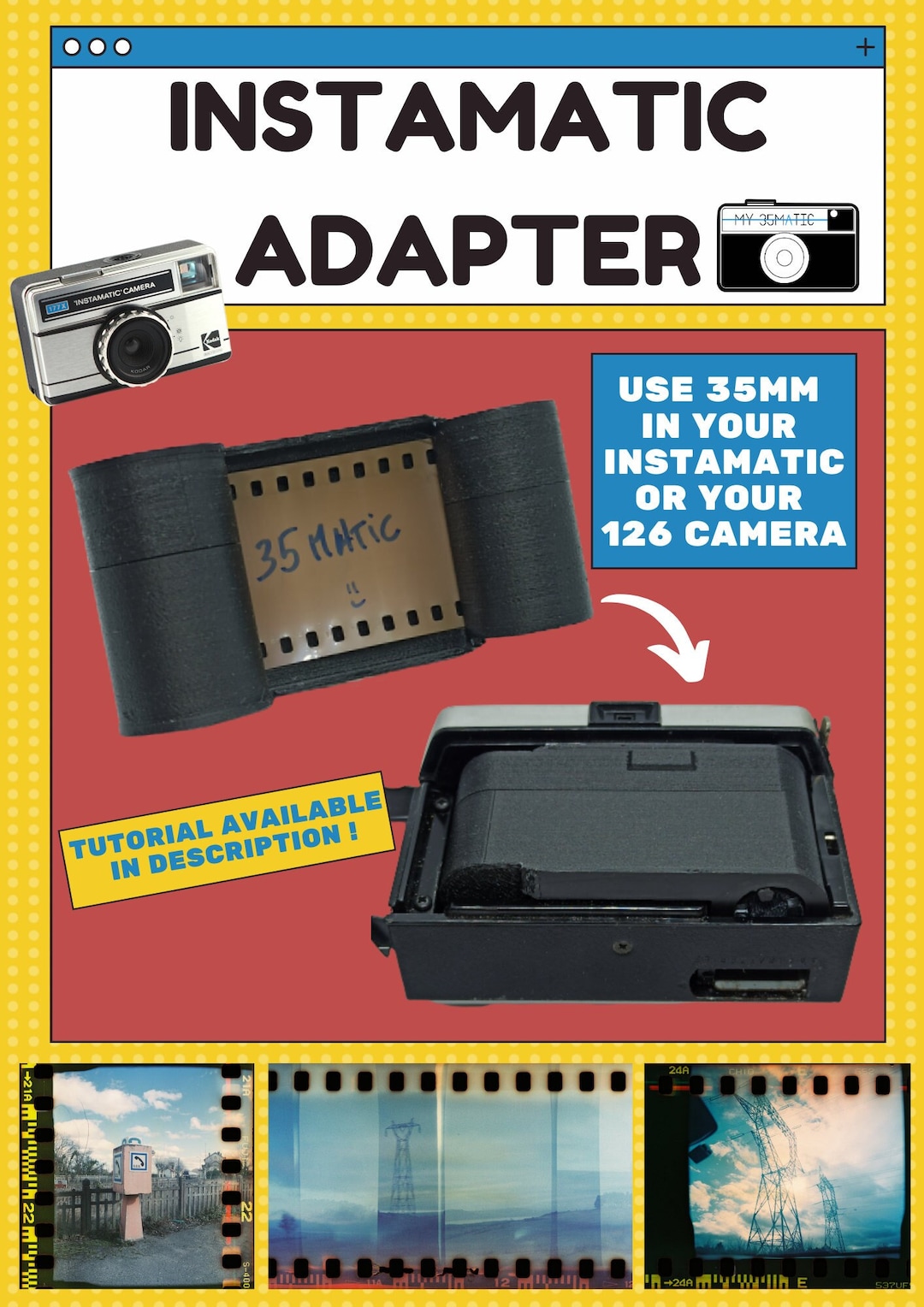 126 Instamatic Adapter (use 35mm Into 126 Camera) (examples and ...