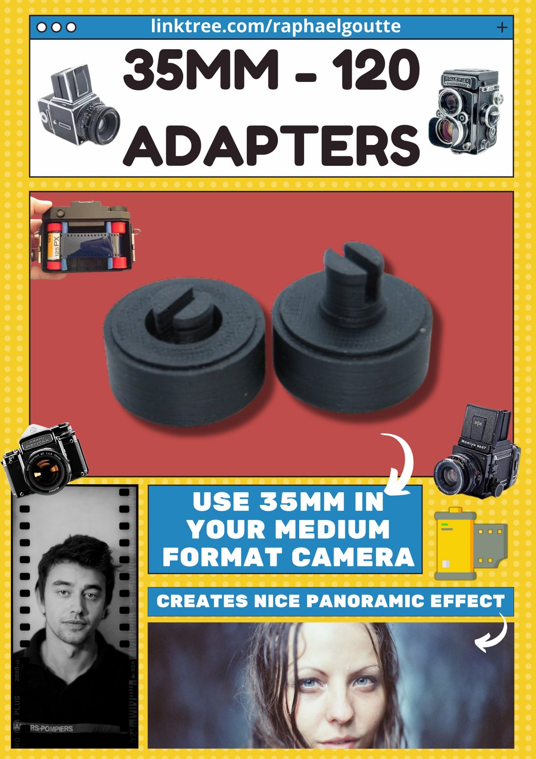 35mm to 120 Film Adapter Canister Converter 135 Film to 120 Medium ...