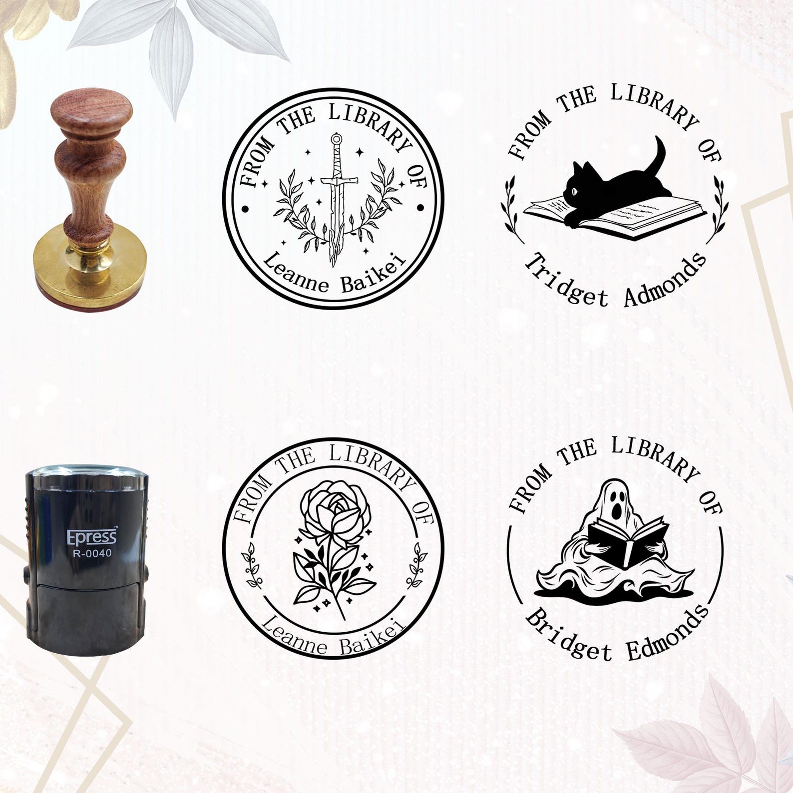 Personalized BOOK Stamp, Custom Library Stamp, From the Library Of ...