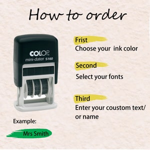 Personalized Teacher Date Stamps, Date and Name Stamps, Adjust Date ...