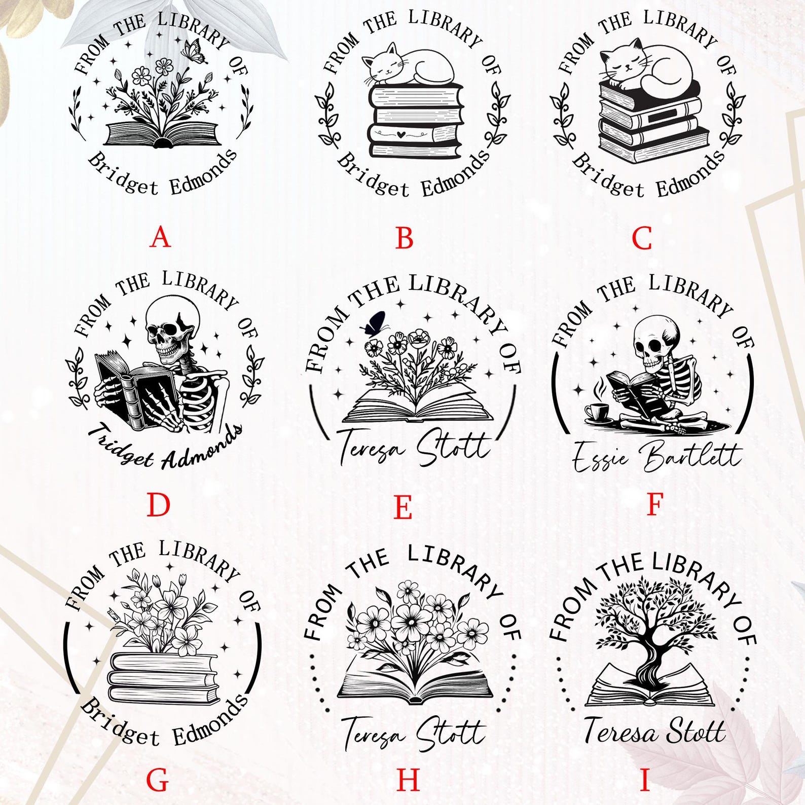 Custom Book Stamp, Personalized Book Stamp, From the Library of , Self ...
