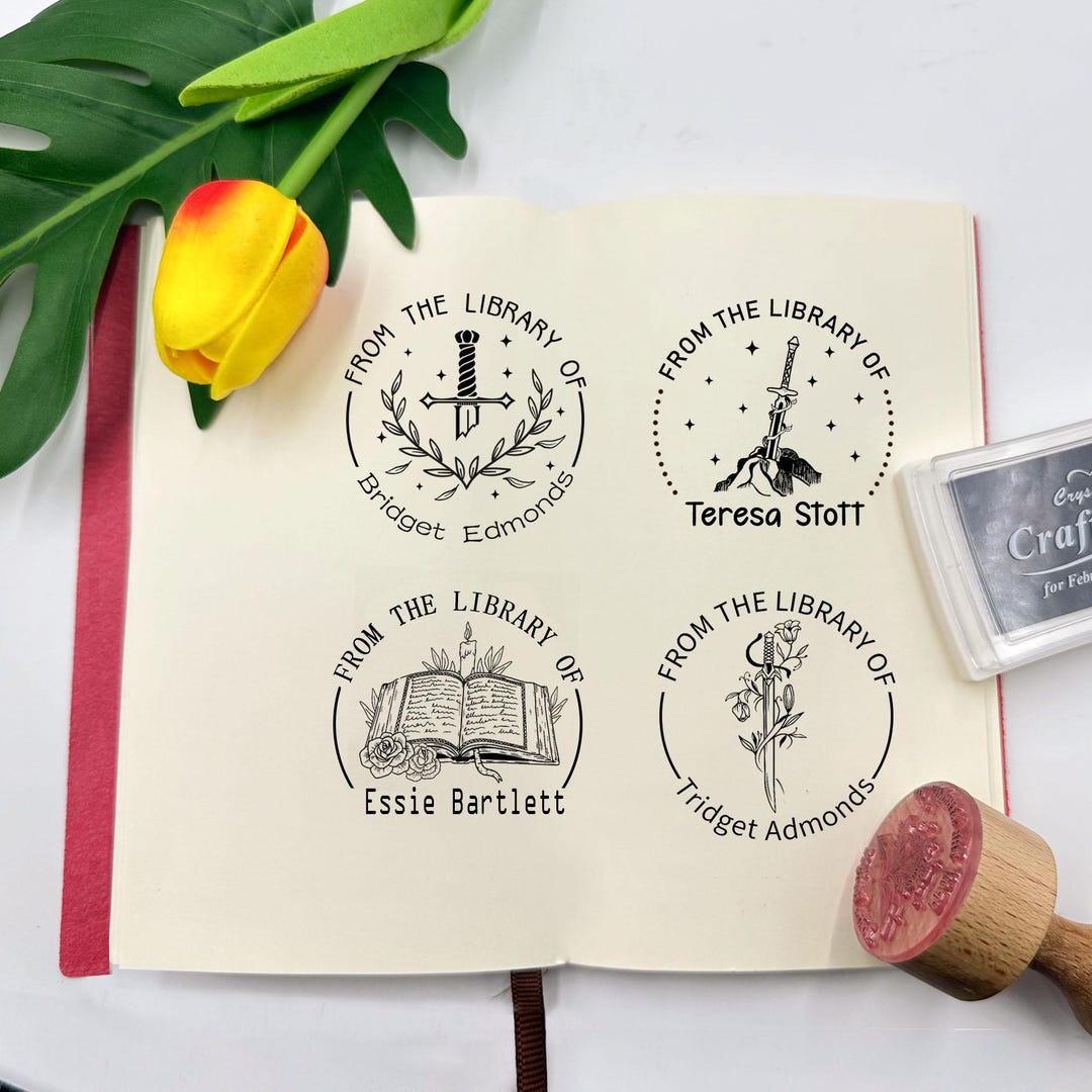 Personalized Book Stamp, Sword Stamp, From the Library Of, Custom ...