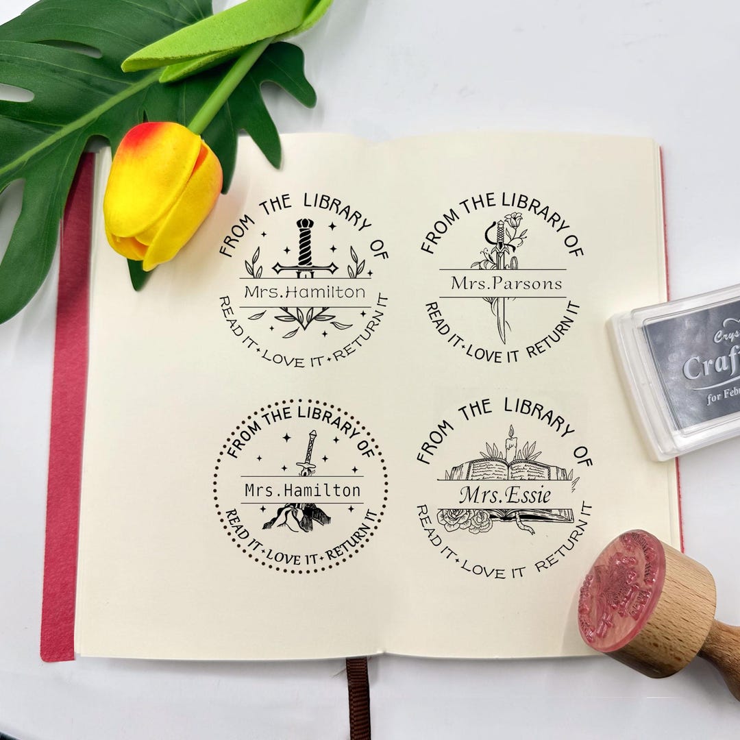 Custom Library Name Classroom Book Stamp, Personalized Sword Gift Read ...