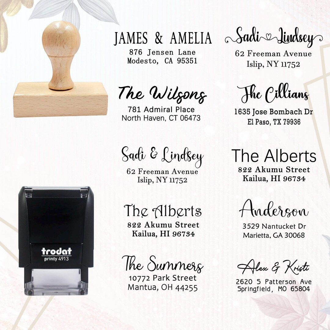 Personalized Return Address Stamp, Modern Return Address Stamp, Wood ...