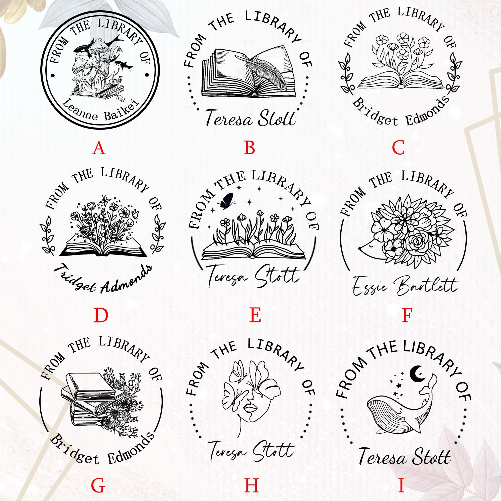 Personalized BOOK Stamp, Custom Library Stamp, From the Library Of ...