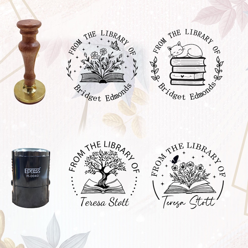 Custom Book Stamp, Personalized Book Stamp, From the Library of , Self ...