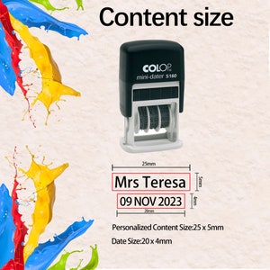 Personalized Teacher Date Stamps, Date and Name Stamps, Adjust Date ...