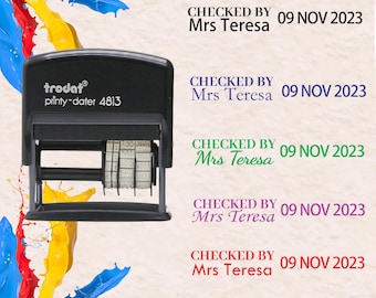 Personalized Teacher Date Stamps, Date and Name Stamps, Adjust Date ...