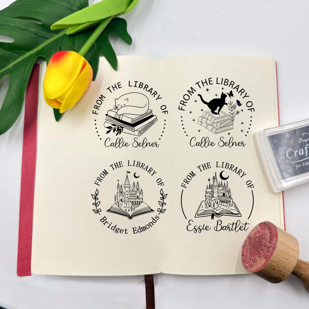 Personalized Cat Book Stamp, Library Stamp, Self Inking Library Stamp ...