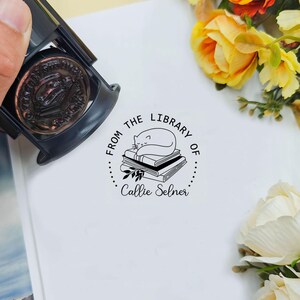 Personalized Cat Book Stamp, Library Stamp, Self Inking Library Stamp ...